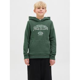 Jack & Jones Kapuzensweatshirt JACK & JONES JUNIOR "JJARI BRANDING SWEAT HOOD JNR", Jungen, Gr. 152, sycamore, angeraute Sweatware, Obermaterial: 60% Baumwolle, 40% Polyester, bedruckt, normal, Rundhals, Rippbündchen, Sweatshirts