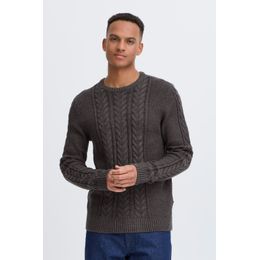 Strickpullover Blend "BHBasim", Damen, Gr. 3XL, charcoal mix, Grobstrick, 50% Baumwolle, 47% Polyacryl, 3% Nylon, Strukturmuster, Basic, normal normal, Rundhals, Pullover Strickpullover, Klassischer Grobstrickpullover mit Zopfmuster