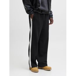 Jack & Jones Jogginghose JACK & JONES "JPSTBILL COVER JOGGER PANTS", Herren, Gr. XXL, N-Gr, schwarz, Web, Obermaterial: 70% Polyester, 27% Baumwolle, 3% Elasthan, unifarben, relaxed fit normal, Hosen Jogginghose