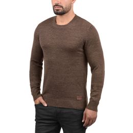 Strickpullover Blend "BHLars", Herren, Gr. XXL, braun (mocca mix), Feinstrick, 50% Baumwolle, 50% Polyester, unifarben, regular fit, Rundhals, eingesetzt, Pullover Strickpullover, Strickpullover mit aufgestickten Ellenbogenpatches