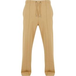 Stoffhose Urban Classics "Urban Classics Fluffy Pintuck Trackpants", Herren, Gr. XL, US-Größen, unionbeige, 61% Viskose, 34% Polyimid, 5% Elasthan, normal, Hosen Stoffhose