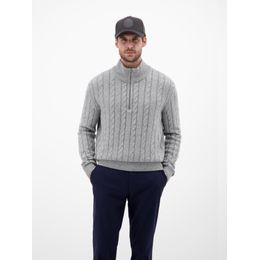 Troyer Lerros, Jungen, Gr. M, tender beige melange, Strick, Obermaterial: 88% Schurwolle, 12% Kaschmir, meliert, regular fit normal, ohne Ausschnitt, Rippb&uuml;ndchen, Pullover Troyer, mit Zopfmuster