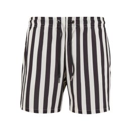 Badeshorts Urban Classics "Urban Classics Striped Seersucker Swim Shorts", Herren, Gr. L, US-Größen, schwarz, sanftes weiß, 100% Polyester, Badehosen