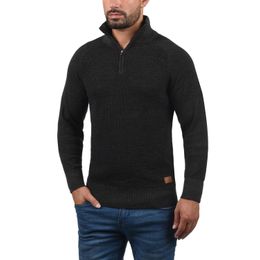 Troyer Blend "BHGrandolf", Herren, Gr. M, charcoal, Grobstrick, 100% Baumwolle, regular fit, ohne Ausschnitt, Raglanärmel, Pullover Troyer, Grobstrick-Troyer mit Stehkragen