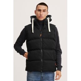 Steppweste Blend "BHJens", Herren, Gr. L, schwarz, 80% Polyester, 20% Baumwolle, unifarben, regular fit normal, Westen Steppweste, Weste mit abnehmbarer Kapuze