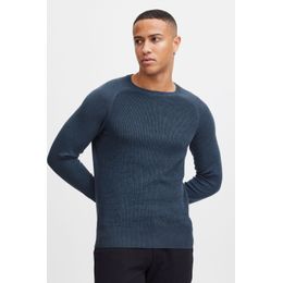 Rundhalspullover Blend "BHGandolf", Herren, Gr. L, blau (navy), Feinstrick, 100% Baumwolle, regular fit, Rundhals, Raglan&auml;rmel, Pullover Rundhalspullover, Strickpullover mit farblich abgesetzten Akzenten