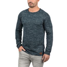 Strickpullover Blend "BHDan", Herren, Gr. XL, blau (navy), Feinstrick, 50% Baumwolle, 50% Polyacryl, meliert, regular fit, Rundhals, Raglan&auml;rmel, Pullover Strickpullover, Stilvoller Strickpullover mit aufgerollten S&auml;umen