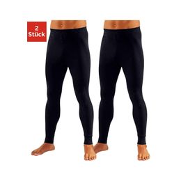 Lange Unterhose Clipper, Herren, Gr. 4, 2 Stk., schwarz, Feinripp, Obermaterial: 100% Baumwolle, unifarben, eng, Unterhosen Lange Unterhose, aus weichem Single Jersey