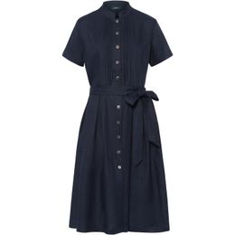 Luis Steindl Halbarm-Kleid mit Biesen und Gürtel Navy (Größe: 46)