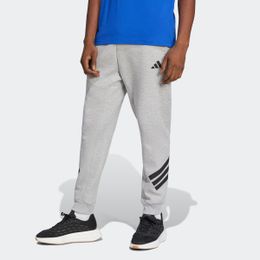 Sporthose adidas Sportswear "M FI 3S PT", Herren, Gr. L, N-Gr, grau (medium grau heather), Obermaterial: 67% Polyester, 33% Baumwolle, Hosen