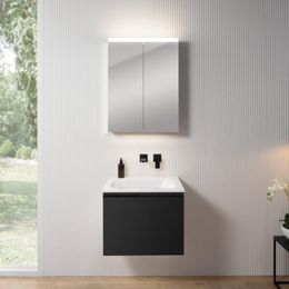 rivea Dia Unterschrank B: 61 cm mit 1 Auszug, Waschtisch ohne Hahnloch wei&szlig;, mit n50 Spiegelschrank,, BR0036BM+BR0053WH+BN0472MI,