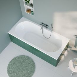 evineo ineo3 Rechteck-Einbaubadewanne mit Ablauf am Fu&szlig;ende, BE0765WH,