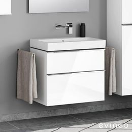 Geberit iCon Waschtisch, evineo ineo4 Unterschrank B: 75 cm, 2 Ausz&uuml;ge, mit Griff,, 124078000+BE0220WH,