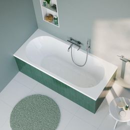 evineo ineo3 Rechteck-Einbaubadewanne mit Ablauf am Fu&szlig;ende, BE0764WH,