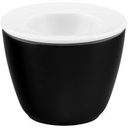 Eierbecher Seltmann Weiden "Life Fashion, Snack and Egg, 2-teilig", schwarz (glamorous schwarz, weiß), H:5,5cm Ø:6,8cm, Porzellan, Eierbecher, zwei Teile einzeln verwendbar
