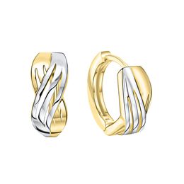 Paar Creolen Firetti "Schmuck Geschenk Gold 375 Ohrschmuck Creole", gold (gelbgoldfarben, weißgoldfarben), Ohrringe, Damen, 12mm, Gelbgold 375