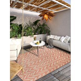 Villeroy & Boch Outdoorteppich VILLEROY & BOCH "Georgette", rosa (kupfer), B:160cm H:4mm L:230cm, Polyester, Teppiche, Outdoorteppich, In-& Outdoor, Flachgewebe, wetterfest, Terrasse, Balkon, modern, Trend