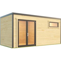 Gartenhaus Lasita Maja "SARDINIA", beige (naturbelassen), Fu&szlig;boden im Gartenhaus, Massivholzdach, Holzwerkstoff, Gartenh&auml;user, Gartenhaus