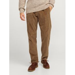 Jack & Jones Jogginghose JACK & JONES "JPSTKANE CORDUROY JOGGER SN", Herren, Gr. S, N-Gr, braun (elmwood), Web, Obermaterial: 100% Baumwolle, unifarben, relaxed fit, Hosen