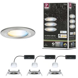 Paulmann LED Einbauleuchte "LED Einbauleuchte Nova Coin IP44 rund 78mm", silber (edelstahlfarben), 3, Ø 7,8cm, 3 Stk., Leuchten, Memoryfunktion, Farbwechsler, Farbsteuerung, Dimmer, Smart Home