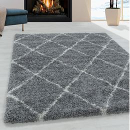 Hochflor-Teppich Ayyildiz Teppiche "ALVOR 3401", grau, B:240cm H:50mm L:340cm, Polypropylen (PP), Teppiche, Shaggy, Langflor, L&auml;ufer, pflegeleicht, Wohnzimmer