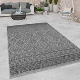 Teppich Paco Home "Vermont 184", grau (anthrazit), B:300cm H:4mm L:400cm, Polypropylen, Teppiche, Teppich, Flachgewebe, modernes Design mit Rauten, gesteift, Outdoor geeignet