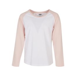 Kurzarmshirt Urban Classics "Urban Classics Damen Girls Contrast Raglan Longsleeve", Mädchen, Gr. 158/164, weiß, pink, 100% Baumwolle, mehrfarbig, normal, Rundhals, Shirts