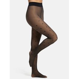 Camano Damen Thermostrumpfhose "comfort", Gr. 44schwarz hearts, Obermaterial: 50% Polyester, 40% Polyamid, 10% Elasthan, Strumpfhosen,