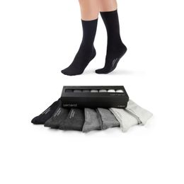 Socken Camano "comfort", Damen, Gr. 43-46, grau (dunkelgrau), Baumwolle, Elasthan, Polyamid, unifarben, normal, Socken Socken, in langer Form, mit Geschenkbox