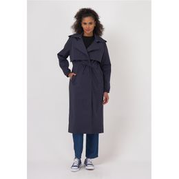Trenchcoat FRESHLIONS "Daria", Damen, Gr. S, blau, 98% Baumwolle, 2% Elasthan, unifarben, normal, Mäntel, in klassischem Design