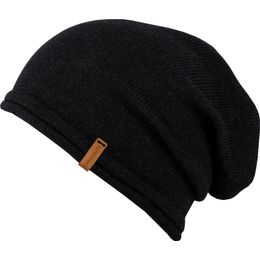 Beanie Chillouts "Leicester Hat", Herren, schwarz, Feinstrick, Wollmischung, unifarben, Mützen, wärmend, aus Merinowolle mit edlem Look & weicher Haptik