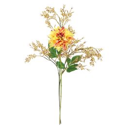 Kunstblumenstrauß I.GE.A. "Kunstblumen Set Dahlie", gelb, B:32cm H:62cm L:16cm, Polyester, Kunstpflanzen, Mit Dekozweig 62 cm hoch Blumen Arrangement Seidenblumen Einzelblumen