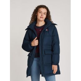 Steppjacke Tommy Jeans "TJW MIDI ALASKA FAUX FUR", Damen, Gr. S (36), blau (schwarz night navy), Web, Obermaterial: 100% Polyester. Futter: 100% Polyester, unifarben, normal h&uuml;ftbedeckend, B&uuml;ndchen mit Klettverschluss, Jacken Steppjacke, mit Fellimitat