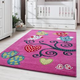 Kinderteppich Ayyildiz Teppiche "KIDS 420", lila, B:80cm H:11mm L:150cm, Polypropylen, Teppiche, Kinderteppich, strapazierf&auml;hig / pflegeleicht/ Kurzflor/ Eulen Motiv