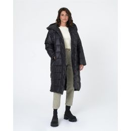 Steppmantel FRESHLIONS "Eva", Damen, Gr. M, schwarz, 100% Polyester, kariert, unifarben, normal, M&auml;ntel Steppmantel, im schimmernden Design