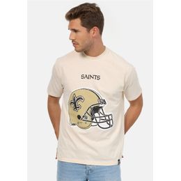 T-Shirt Recovered "NFL Saints Helmet Relaxed", Herren, Gr. M, beige, 100% Baumwolle, bedruckt, normal, Rundhals, Shirts T-Shirt, für alle Fans der New Orleans Saints