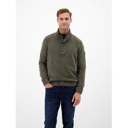 Strickpullover Lerros, Damen, Gr. L, nordic olive, Strick, Obermaterial: 82% Baumwolle, 18% Polyester, unifarben, regular fit h&uuml;ftlang, Rundhals, Flachstrickb&uuml;ndchen, Pullover Strickpullover, Chenille-Pullover mit Troyer