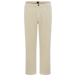 Cordhose BOSS Orange "Pleated", Herren, Gr. 32, Länge 32, light beige271, Cord, Obermaterial: 98% Baumwolle, 2% Elasthan, unifarben, gerade, unten schmal lang, Hosen Cordhose, tapered fit, Feincord-Qualität, Bundfalte