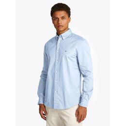 Langarmhemd Tommy Hilfiger "CORE FLEX POPLIN SOLID Regular Fit SHIRT", Herren, Gr. M, N-Gr, blau (sweet blau), Web, Obermaterial: 100% Baumwolle, regular fit, Manschette, Hemden