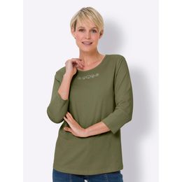3/4-Arm-Shirt Classic Basics "3/4-Arm-Shirt", Damen, Gr. 38, gr&uuml;n (oliv), 100% Baumwolle, unifarben, Rundhals, Shirts 3/4-Arm-Shirt