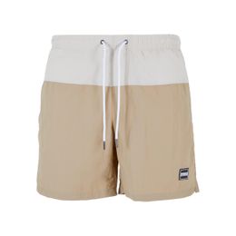 Badeshorts Urban Classics "Urban Classics Herren Block Swim Shorts", Herren, Gr. XL, US-Größen, unionbeige, softseagrass, 100% Polyamid, Badehosen Badeshorts