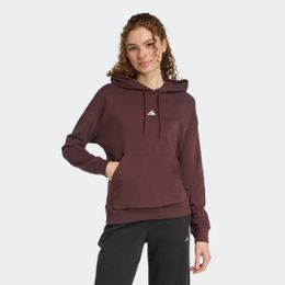 Kapuzensweatshirt adidas Sportswear "W SL FT HD", Damen, Gr. XS, shadow braun, wei&szlig;, Obermaterial: 70% Baumwolle, 30% Polyester, Sweatshirts