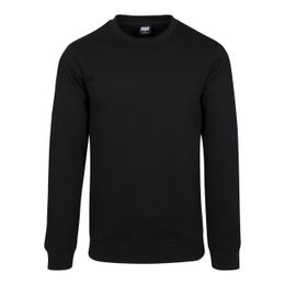Rundhalspullover Urban Classics "Urban Classics Herren Basic Terry Crew", Damen, Gr. 3XL, schwarz, 65% Baumwolle, 35% Polyester, unifarben, normal, Rundhals, Pullover Rundhalspullover