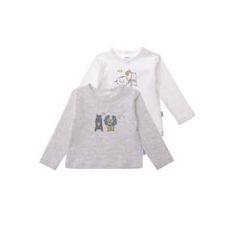 Langarmshirt Liliput, M&auml;dchen, Gr. 74/80, grau (grau, wei&szlig;), 100% Baumwolle, bedruckt, Rundhals, Shirts Langarmshirt, mit praktischen Druckkn&ouml;pfen
