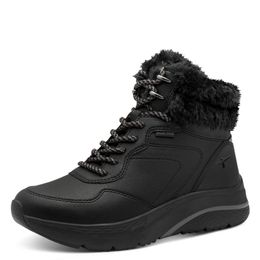 Winterboots Tamaris, Damen, Gr. 38, schwarz, Lederimitat, Textil, kontrastfarbene Details, Schuhe Winterboots, Keilabsatz, Schn&uuml;rboots mit w&auml;rmeisoliertender Thermo-Innensohle