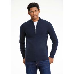 Troyer LINDBERGH, Damen, Gr. L, navy, Strick, Obermaterial: 52% Viskose, 26% Polyester, 22% Polyamid, unifarben, relaxed fit hüftbedeckend, Rundhals, Bündchen, Pullover Troyer, aus Viskose und mit Stehkragen