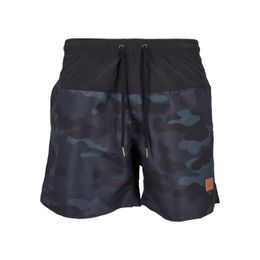 Badeshorts Urban Classics "Urban Classics Herren Block Swim Shorts", Herren, Gr. L, US-Größen, blk, schwarzcamo, 100% Polyamid, Badehosen