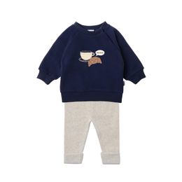 Sweatanzug Liliput "Croissant Bonjour", M&auml;dchen, Gr. 98/104, blau (beige, blau), 80% Baumwolle, 20% Polyester, bedruckt, Sportanz&uuml;ge, bestehend aus Leggings und Sweatshirt