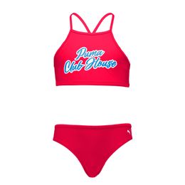 Bandeau-Bikini Puma, M&auml;dchen, Gr. 164, N-Gr, rosa (rose rot), Obermaterial: 80% Polyamid, 20% Elasthan, unifarben, Bikini-Sets, mit Hingucker-Slogan