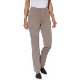 Damen 5-Pocket-Jeans mit seitlichem Dehnbund taupe, Gr&ouml;&szlig;e 38